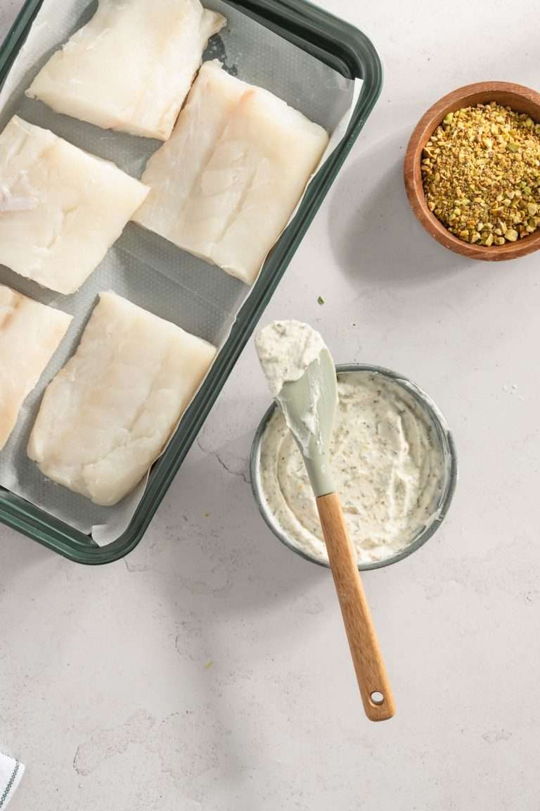 Pistachio and Herb crusted smoked cod - My Omni Kitchen