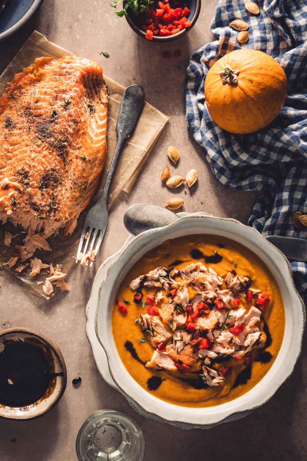 Hearty Fall Pumpkin with Salmon Soup Recipe